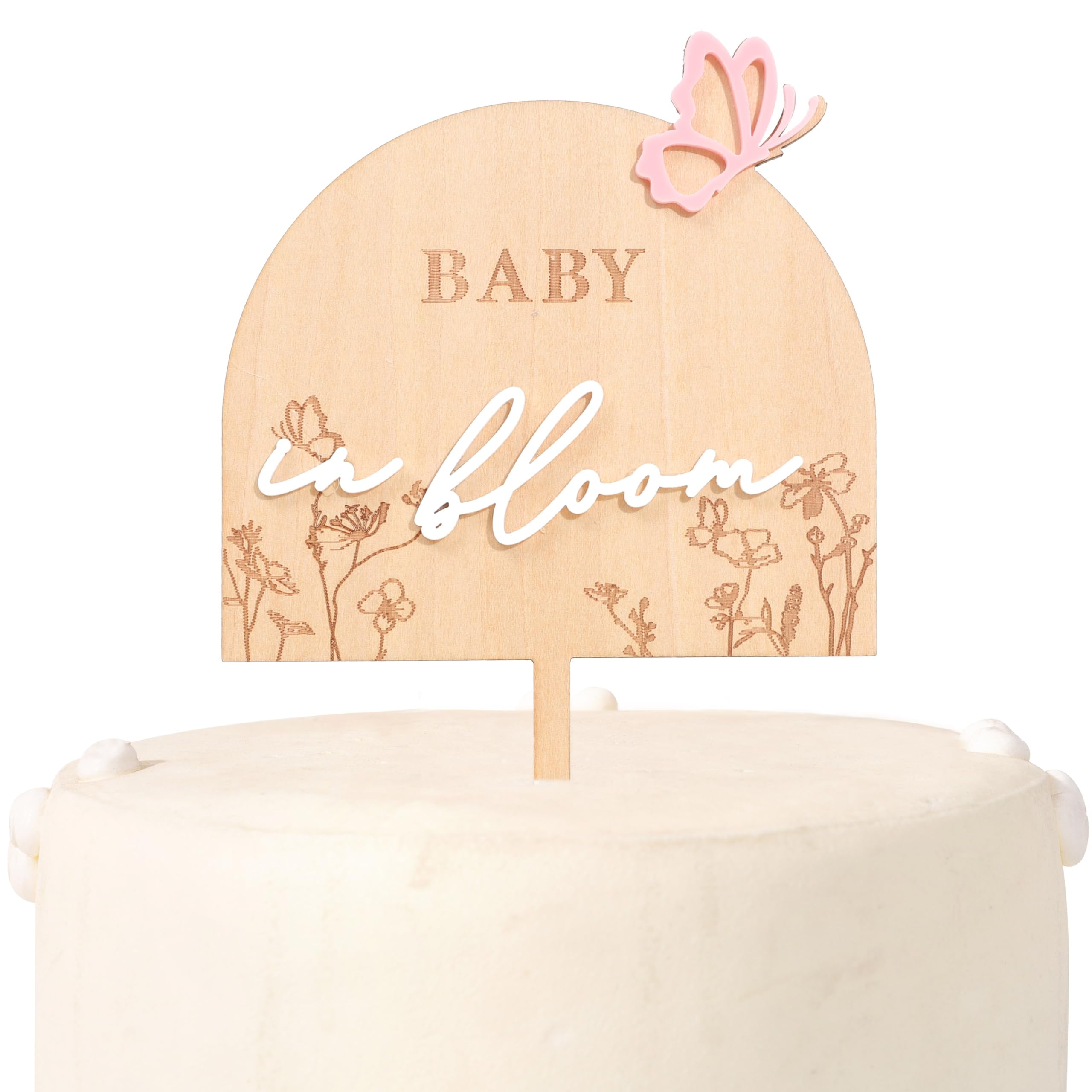 Wood Baby In FEV6 Bloom Cake Topper - Butterfly First/1st Brthday ...