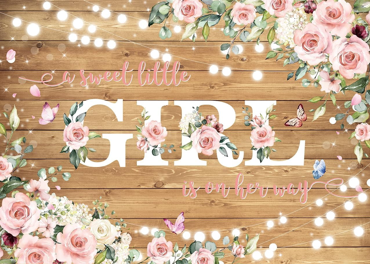 Wood Baby Shower Backdrop A Sweet Little Girl is on Her Way Photography ...