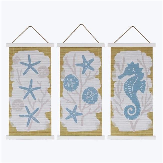 Wood & Bamboo Nautical Wall Scrolls Accent, Assorted Color - 3 Piece ...