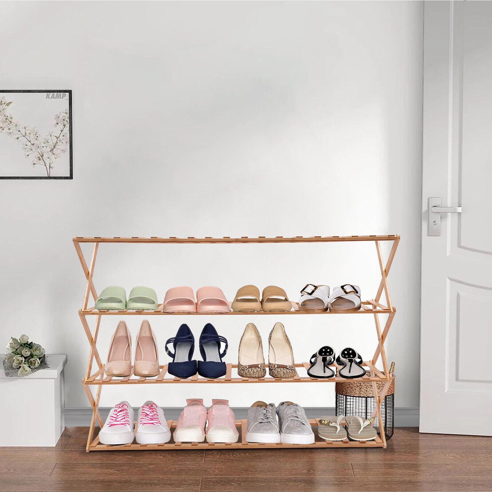 Wood Bamboo Shoe Racks Shoe Shelf Entryway Hallway Closet Living Room ...