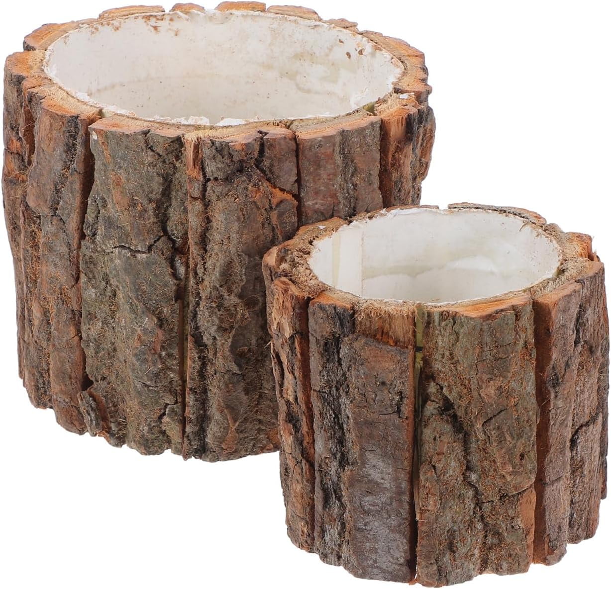 Wood Bark Flower Pot, 8 Pcs Tree Stump Planter Pot for Succulents, 2 ...