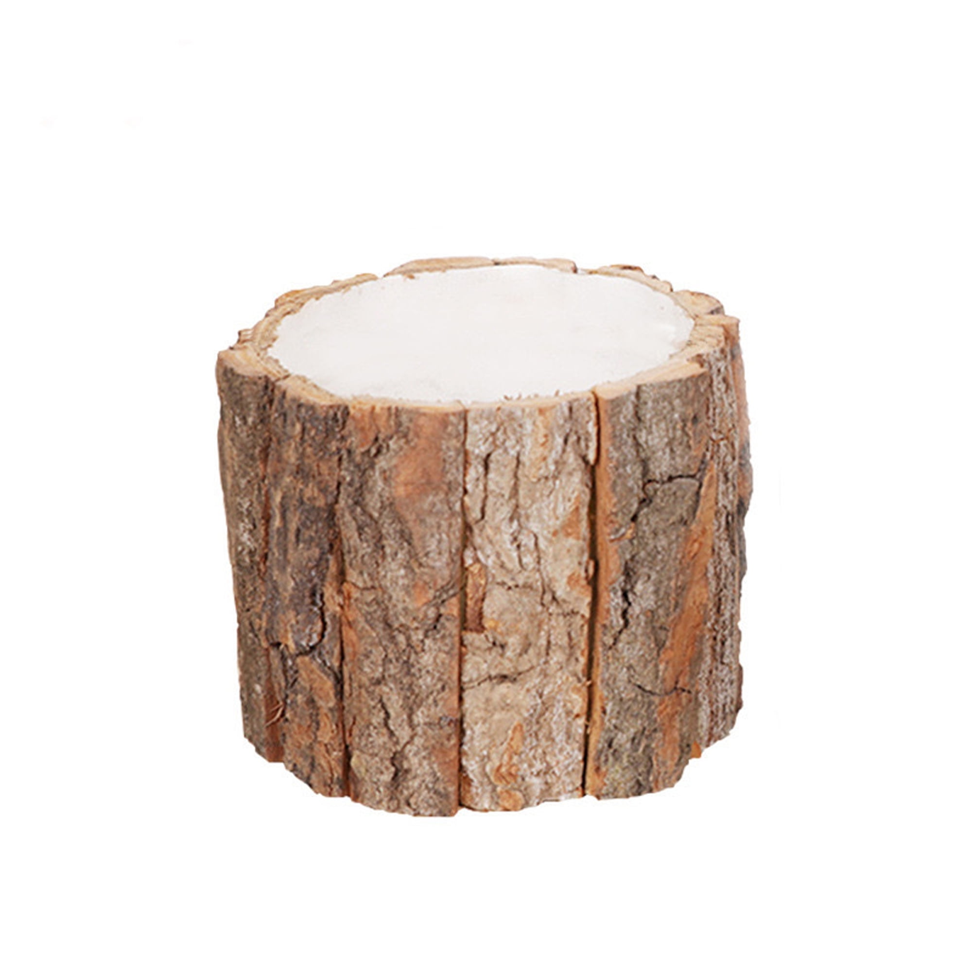 Wood Bark Flower Pot Rustic Succulent Planter Plant Vase Tree Stump Pen ...