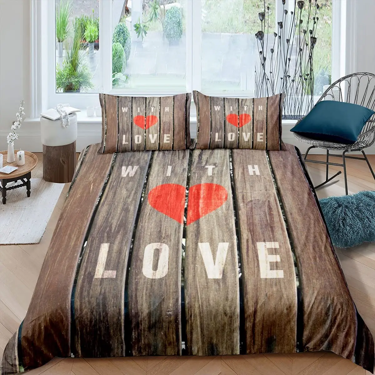 Wood Barn Door Duvet Cover Set Western King Size Rustic Bedding Set Wooden Board Farmhouse ...
