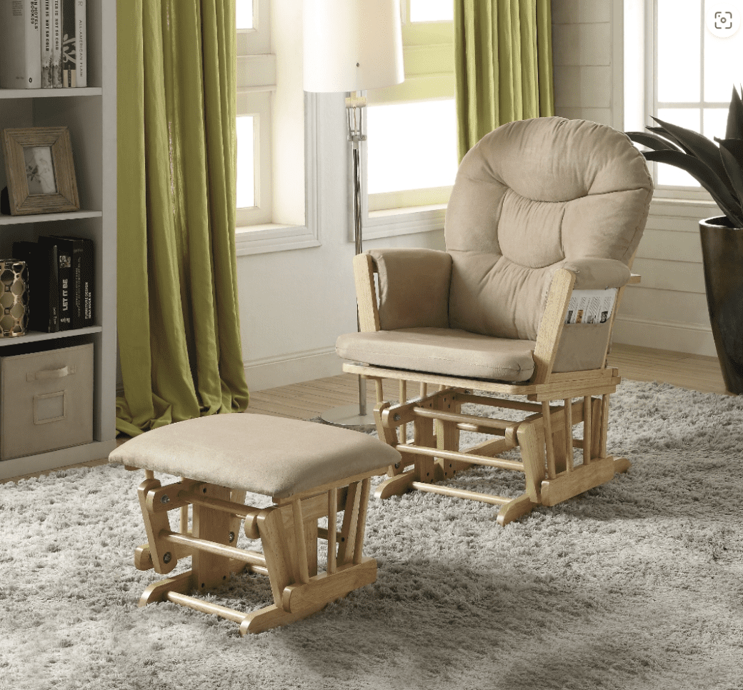 Wood Base Glider Rocker, Baby Feeding and Rocking Chair for Nursery ...