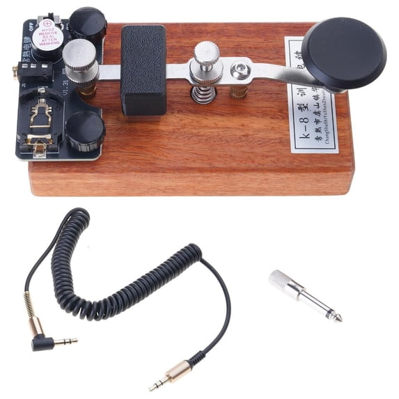 Wood Base Morse CW Keyer Shortwave Practice Board Training Key Sound ...
