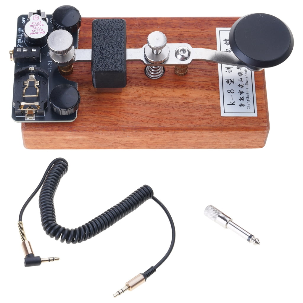 Wood Base Morse CW Keyer Shortwave Practice Board Training Key Sound ...
