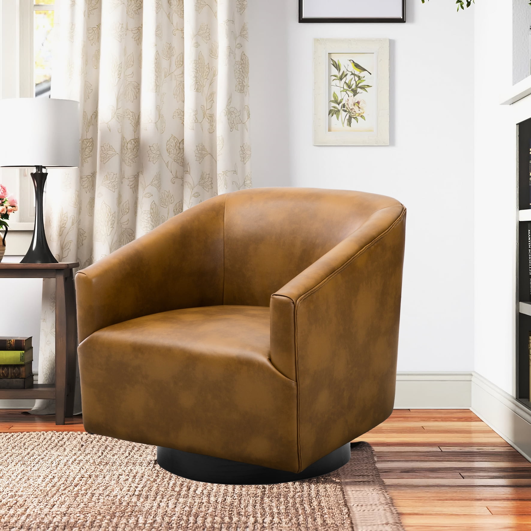 Wood Base Swivel Chair+32.25 in. Depth"-"Home Relax Space+Fit Well in ...