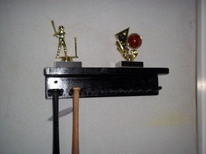 Wood Baseball Mini Bat Rack 6-11 Bats with Shelf Black Display Wall ...