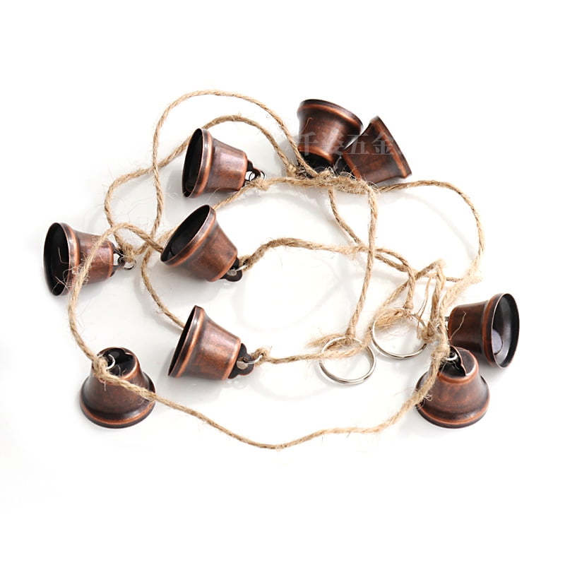 Wood Bead with Tassel Vintage Jingle Bells Hanging String Antique Brass ...