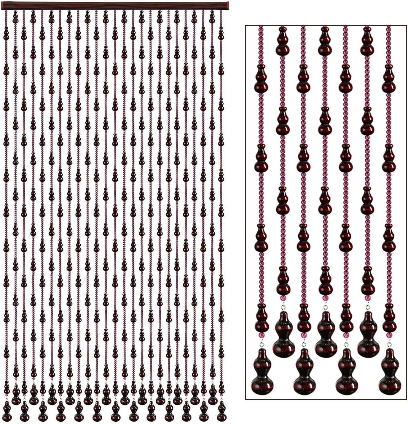 Wood Beaded Curtain for Doorway, 35.5 x 78 inches Retro Door String ...