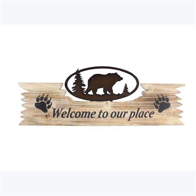 Wood Bear Welcome Sign with Metal Bear Cutout Design - Walmart.com