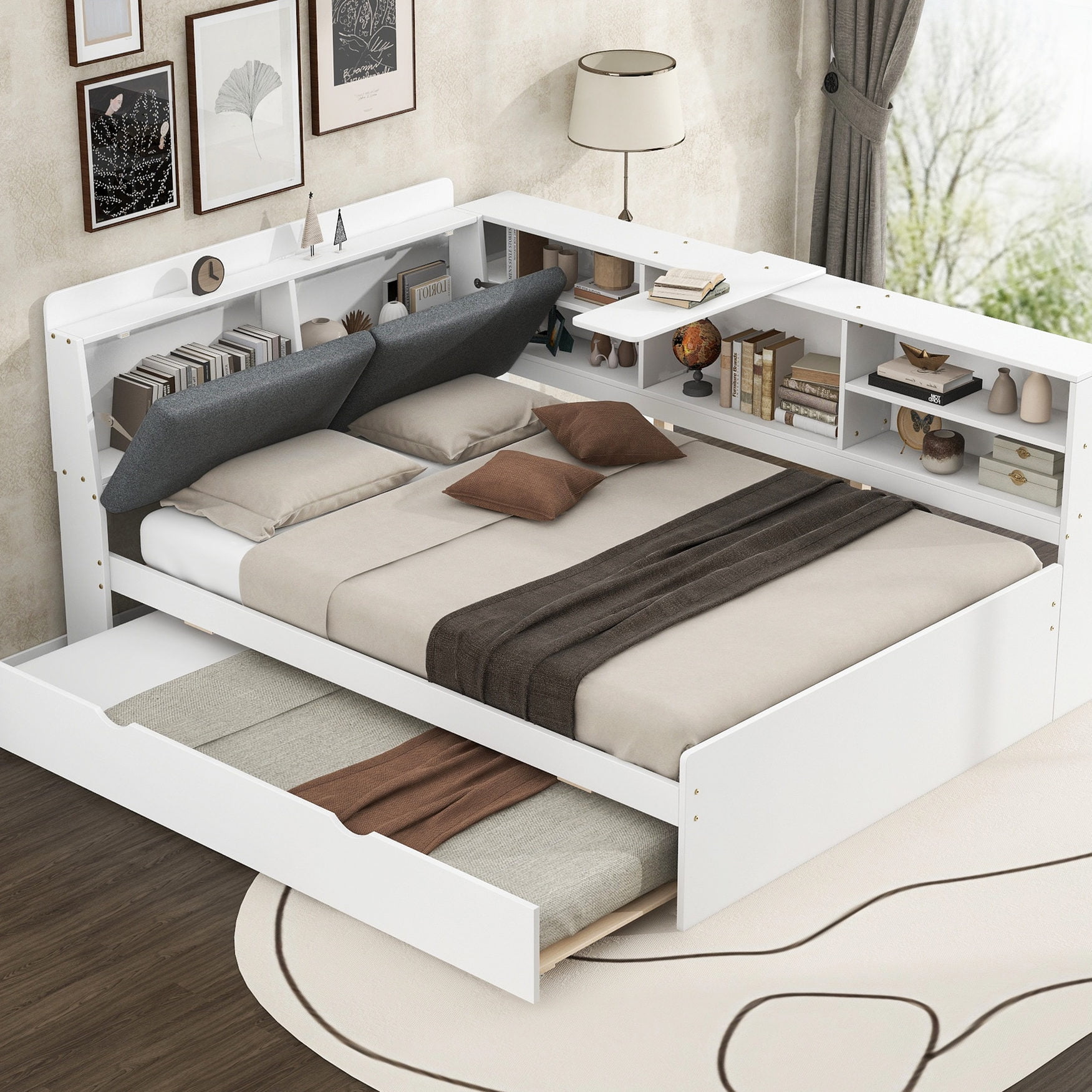 Wood Bed with MDF - Storage Headboard Design - Bedroom Functionality ...