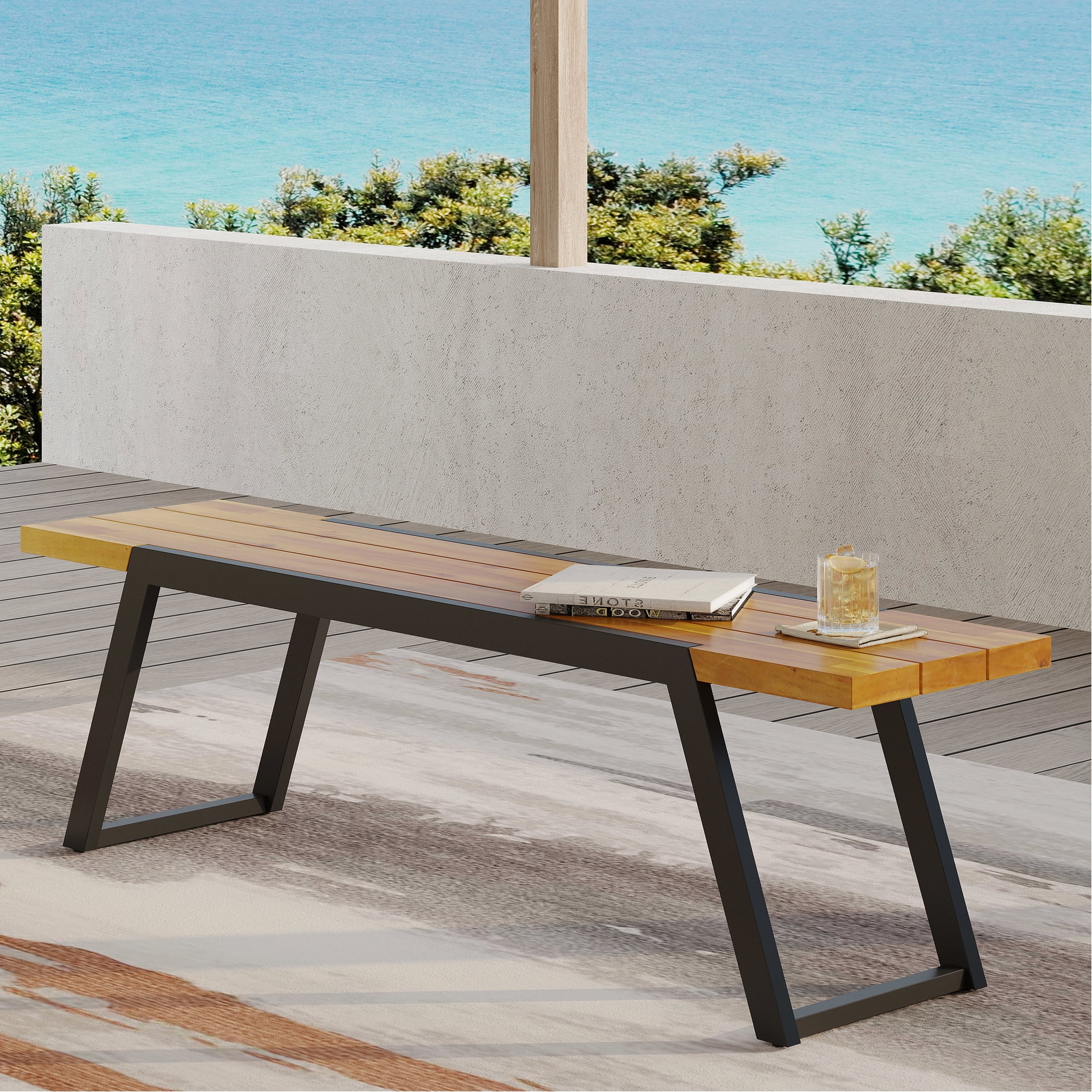 Wood Bench With Fabulous And Stylish Slat Sled Base Sweet Feature ...