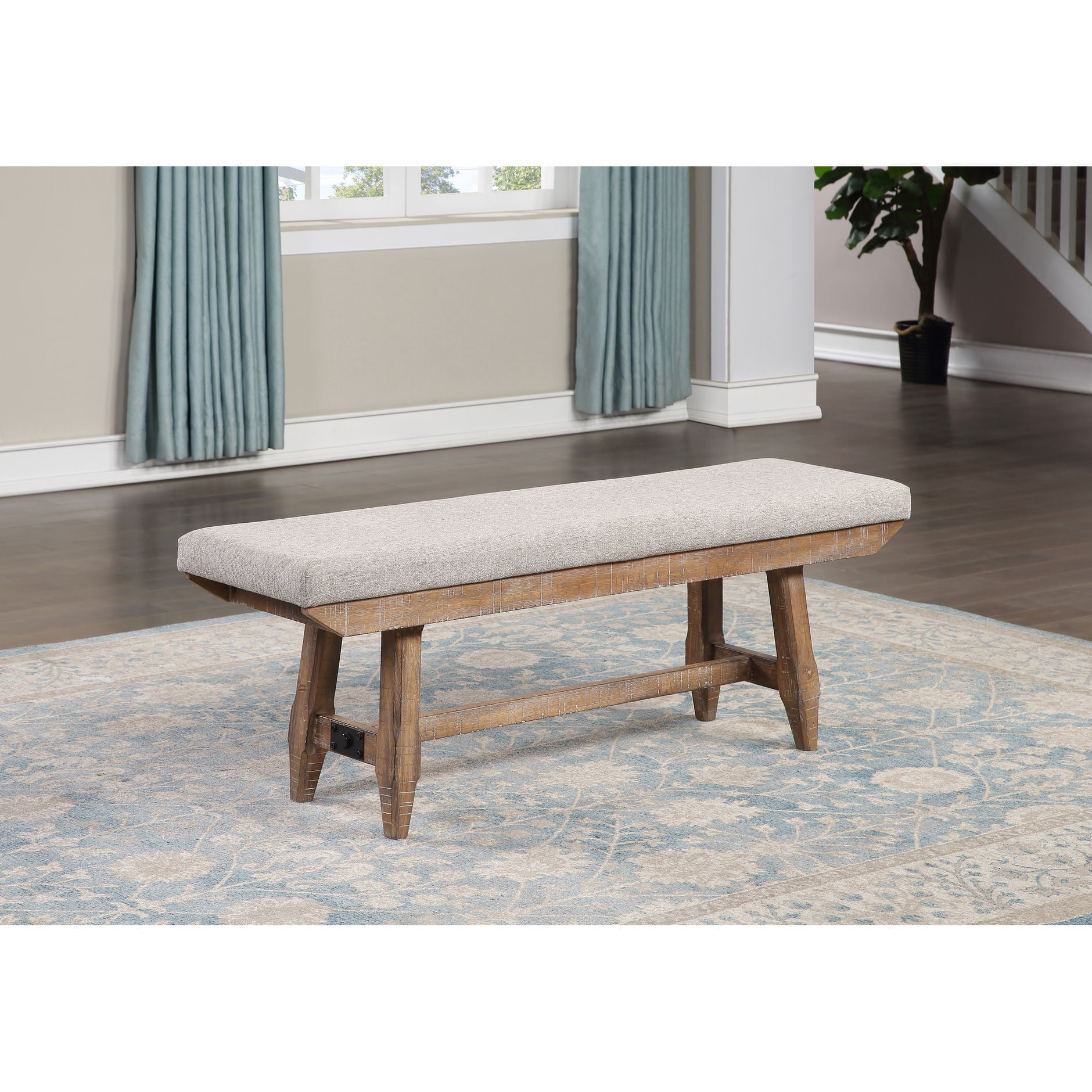 Wood Bench with Stretchers+Distressed Heirloom Feel"-"Office Waiting ...