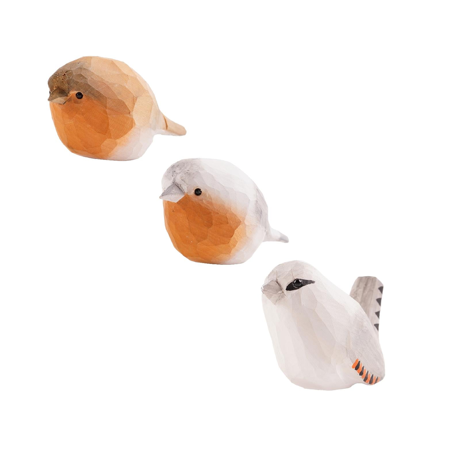 Wood Bird Figurine Small Wood Bird Statue Art Handmade Carving ...