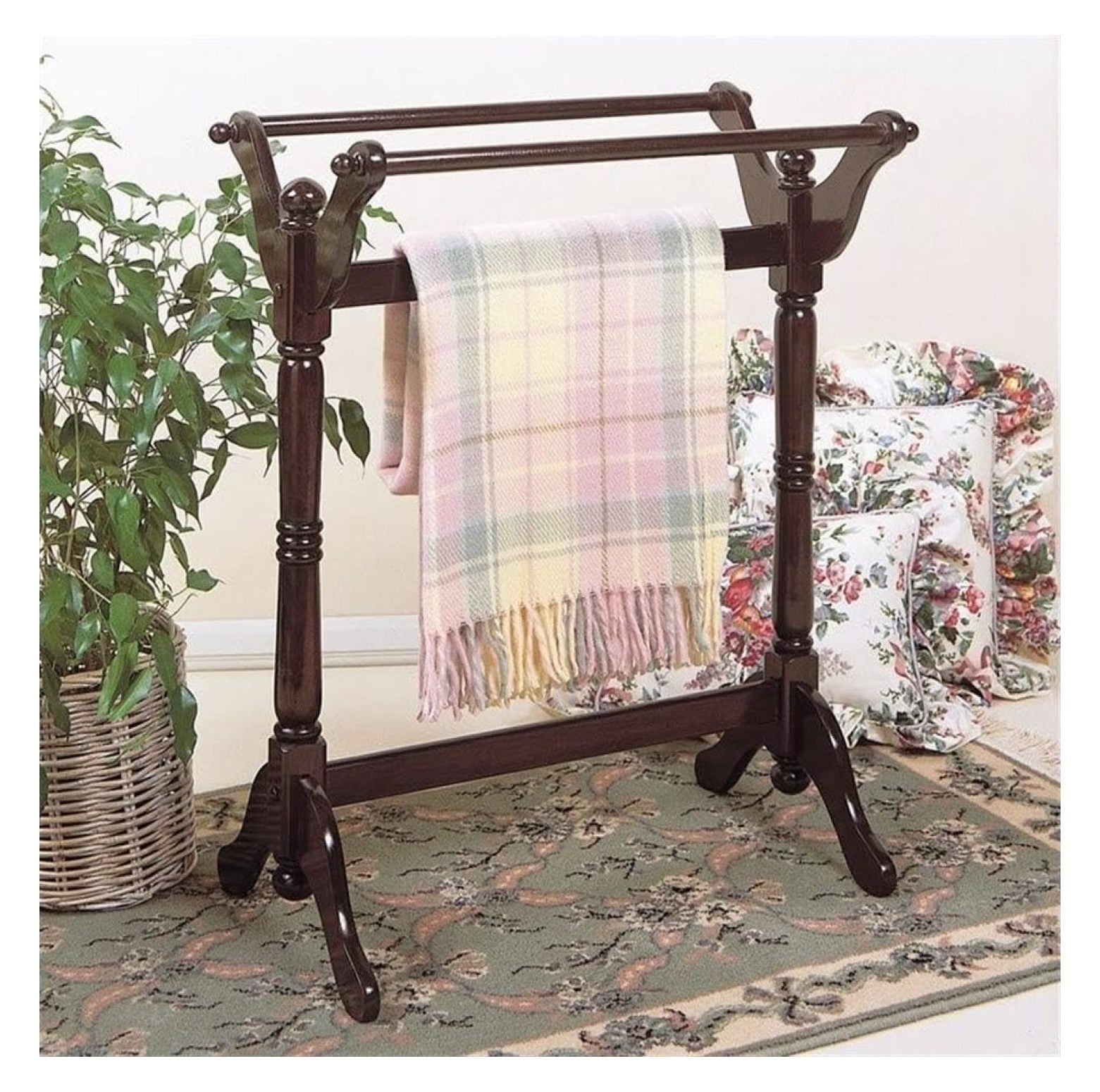 Wood Blanket Rack for Living Room - 3 Tier Towel Organizer for Throw ...