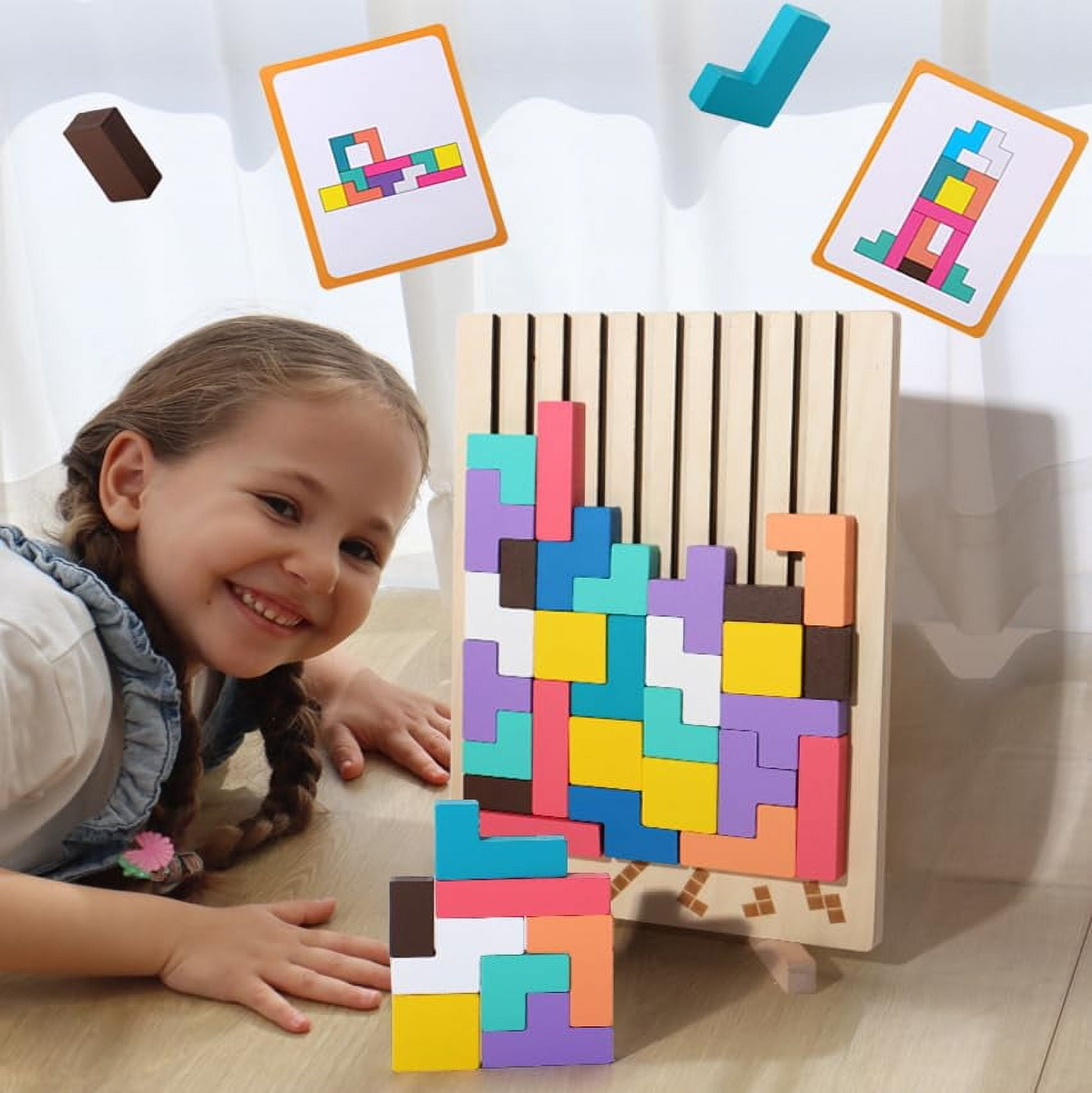 Wood Block Puzzle Brain TSF6 Teasers Toddler Toys Tangram Intellectual ...
