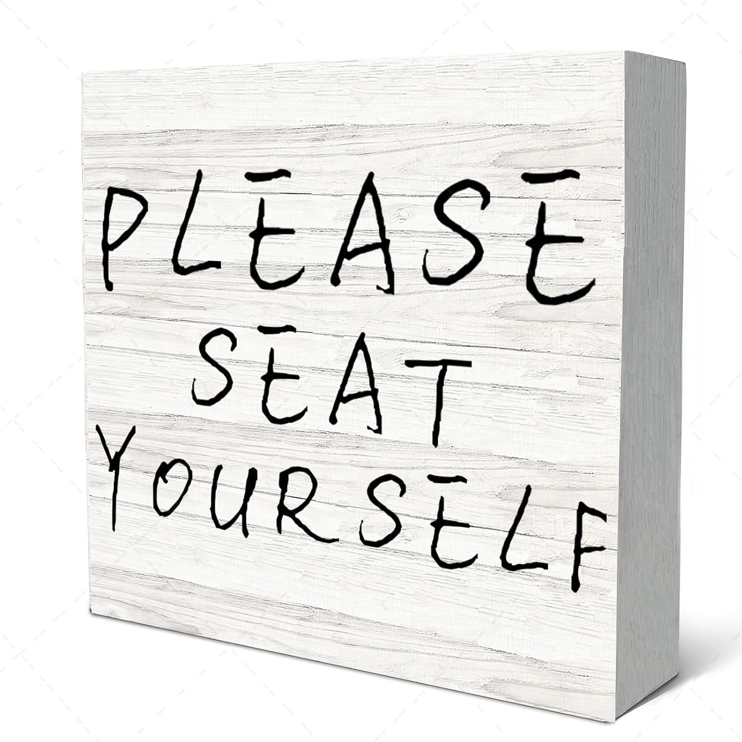 Wood Block Sign Funny Bathroom Toilet Restroom Home Tabletop Desk Decor ...