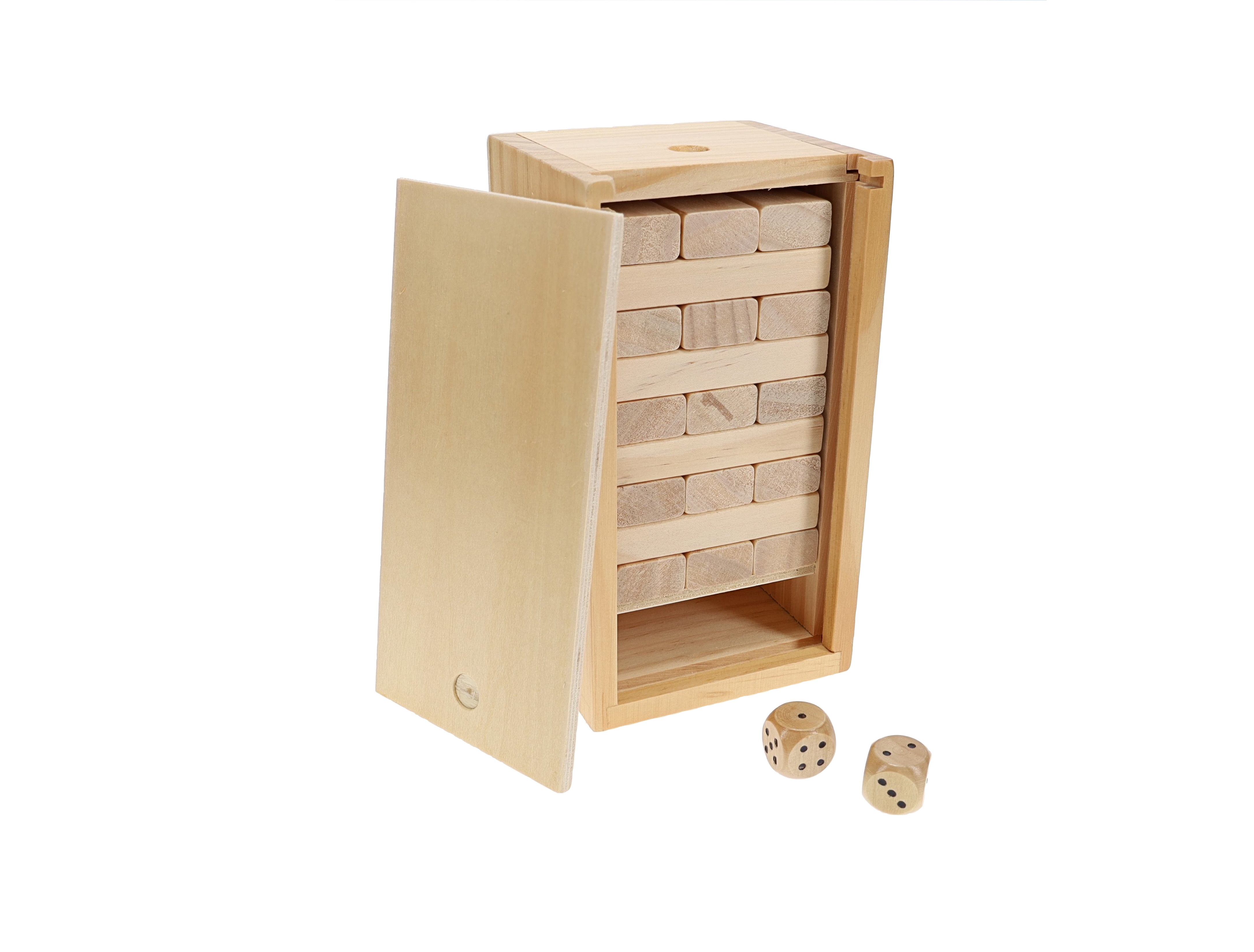 Wood Block Stacking Party Game with Wooden Box and die - Walmart.com
