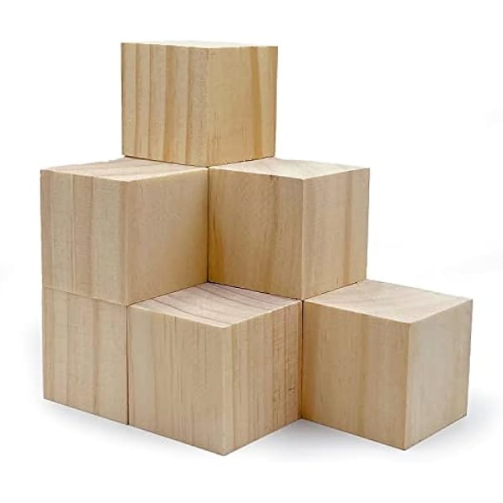 Wood Blocks for Crafts,Topboutique Wooden Cubes,2 inch Unfinished Wood ...