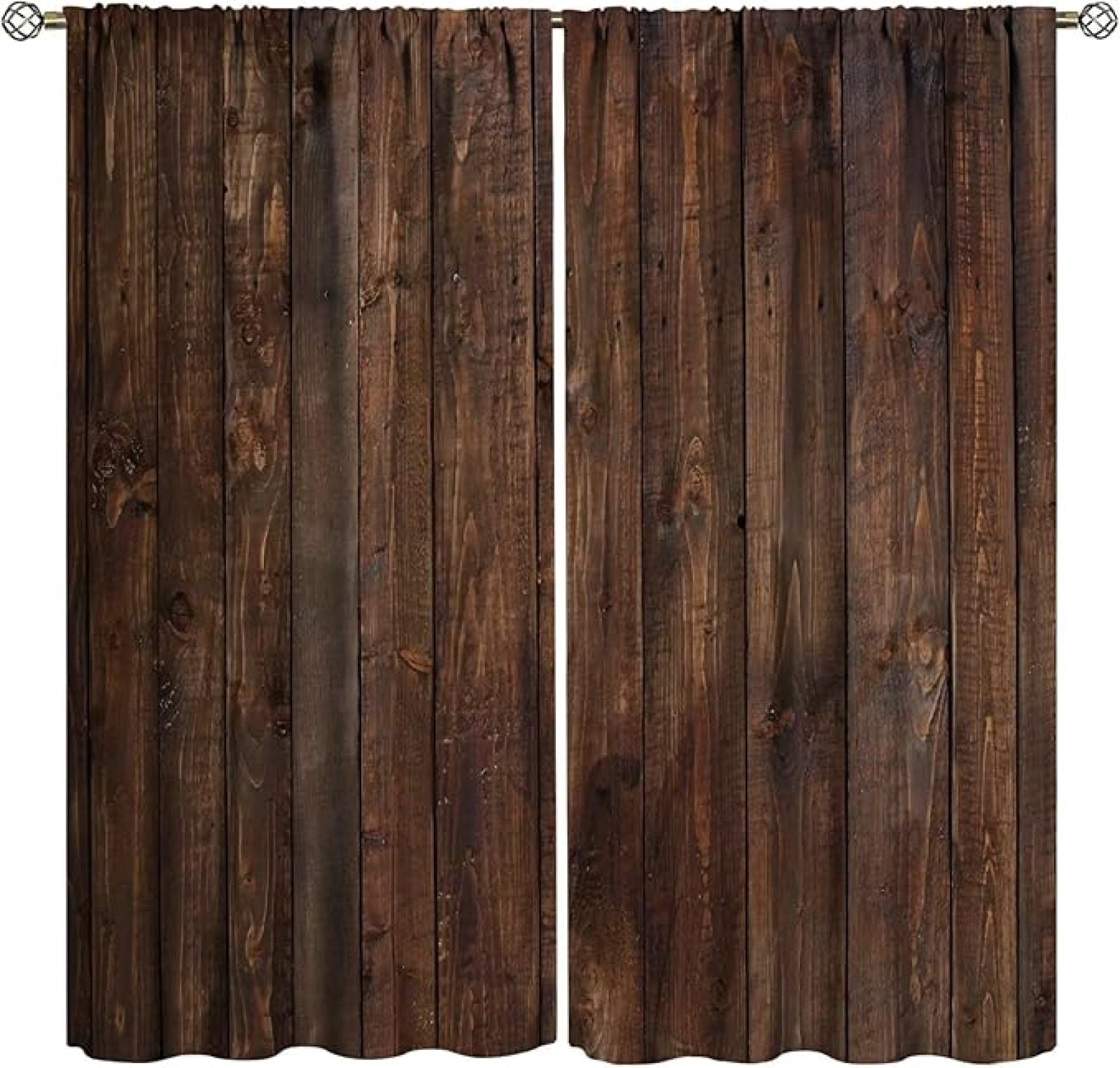 Wood Board Curtains Farmhouse Rustic Wood Brown Barn Hardwood Curtain ...