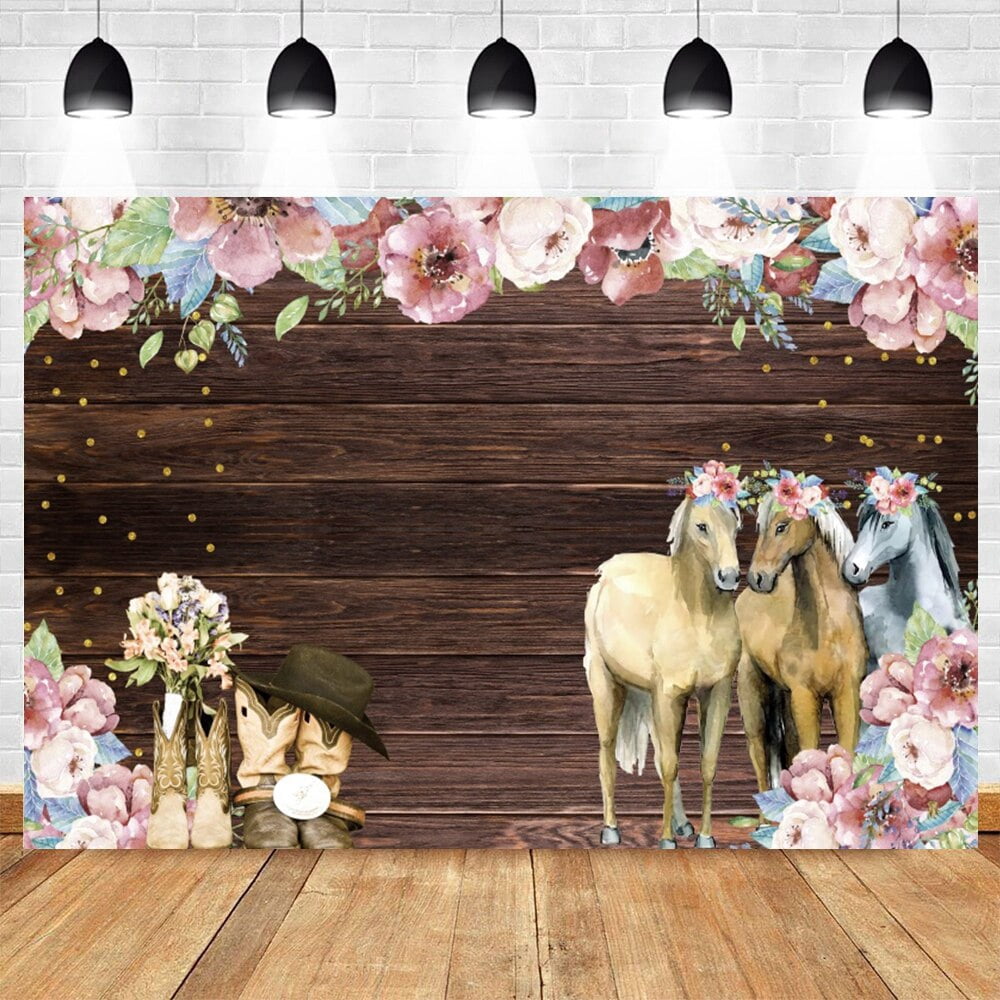 Wood Board Horse Flower Backdrop Western Cowboy Style Shoes Hat Baby ...