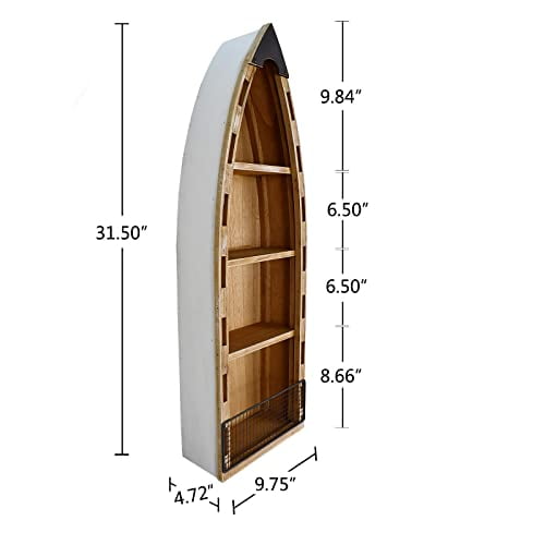 Wood Boat Shelf Standing Boat Decor, Decorative Bookshelf Boat Shelves ...