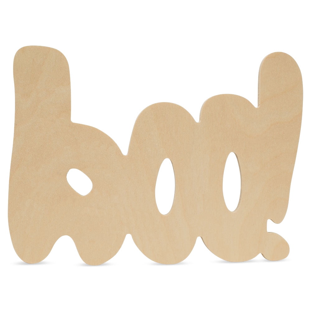 Wood Boo Cutouts 12 x 8-3/4 Inch, Pack of 50 Unfinished Wooden Cutouts ...