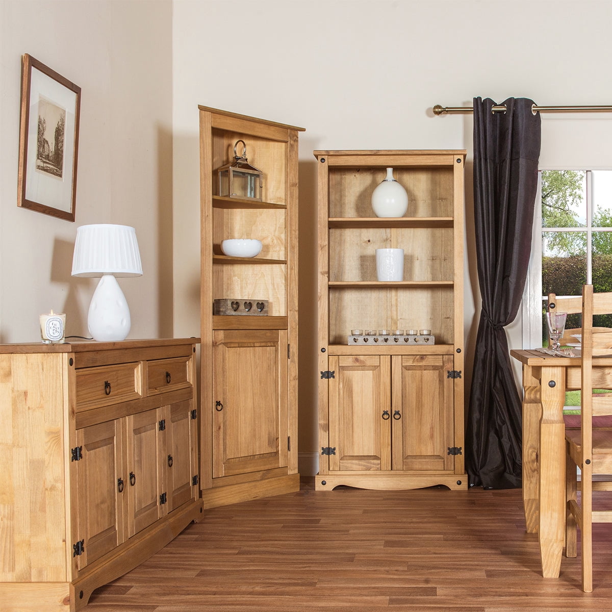 Wood Bookcase Library With Doors Corona | Furniture Dash COR903 ...