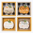 Wood Box Harvest Signs with Pumpkin, Assorted Color - 4 Piece - Walmart.com