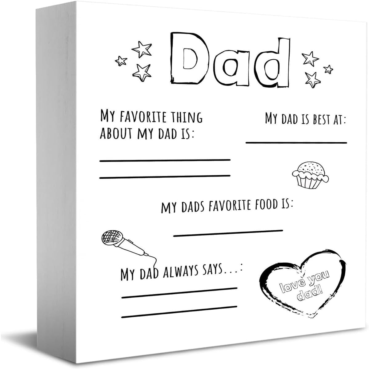 Wood Box Sign 5x5 Inch About My Dad Father's Day Decorations For Home ...