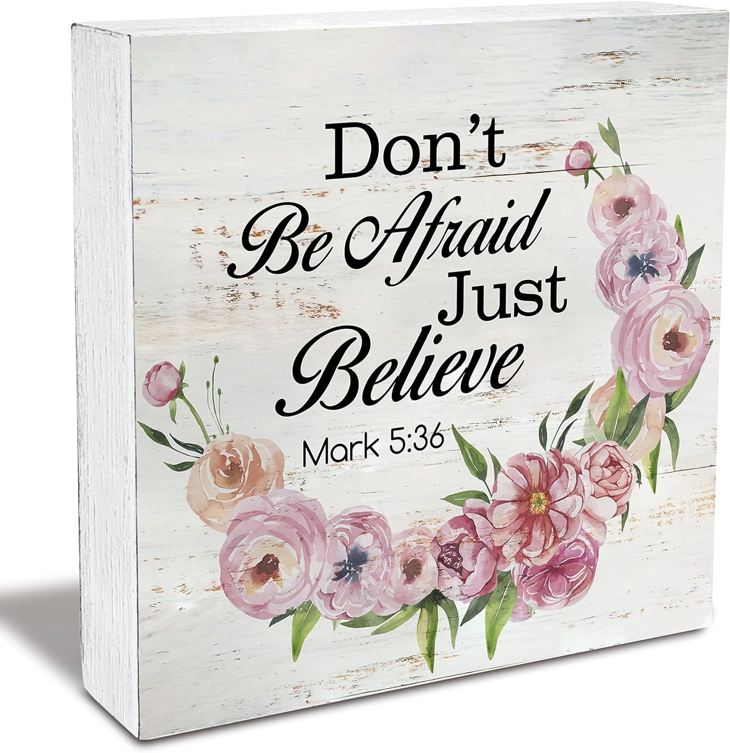 Wood Box Sign 5x5Inch Bible Verse Don'T Be Afraid Just Believe Wood Box ...