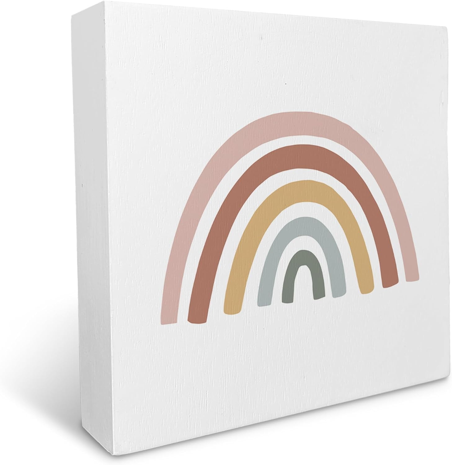 Wood Box Sign 5x5 Inch Boho Desk Decor Boho Neutral Rainbow Wood Box ...