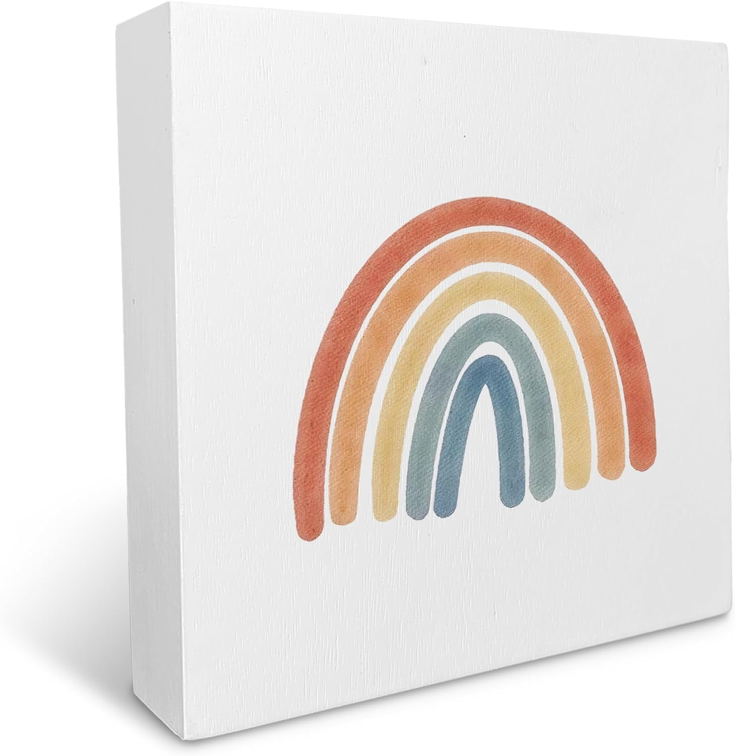 Wood Box Sign 5x5 Inch Boho Desk Decor Boho Rainbow Watercolor Wood Box ...