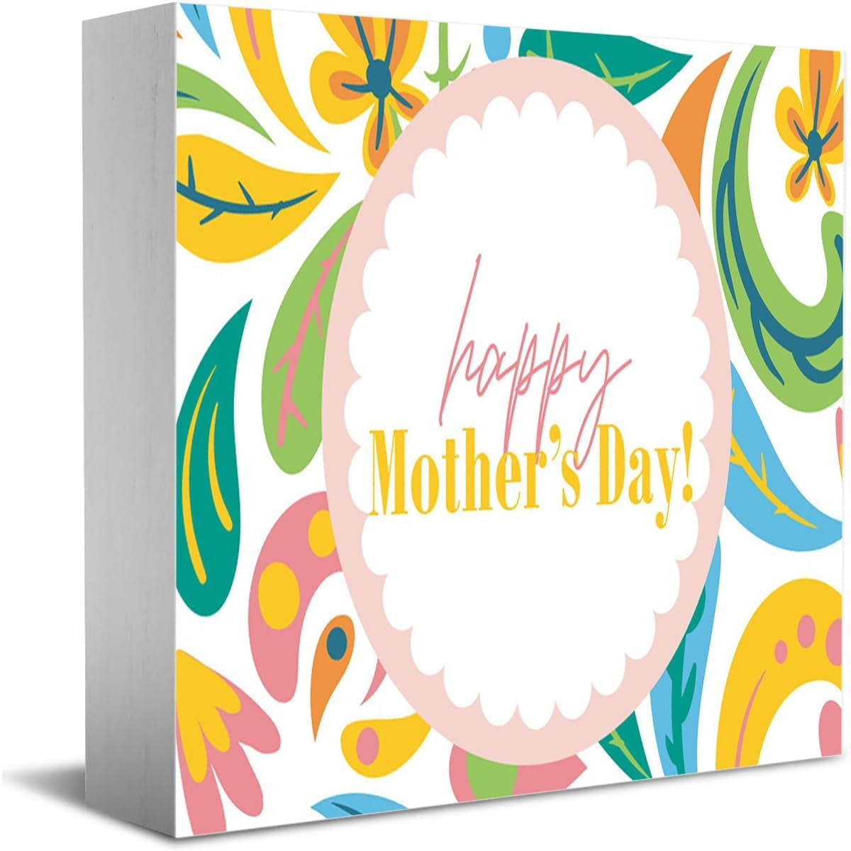 Wood Box Sign 5x5 Inch Boho Flowers Mother's Day Decor Wood Box Sign ...