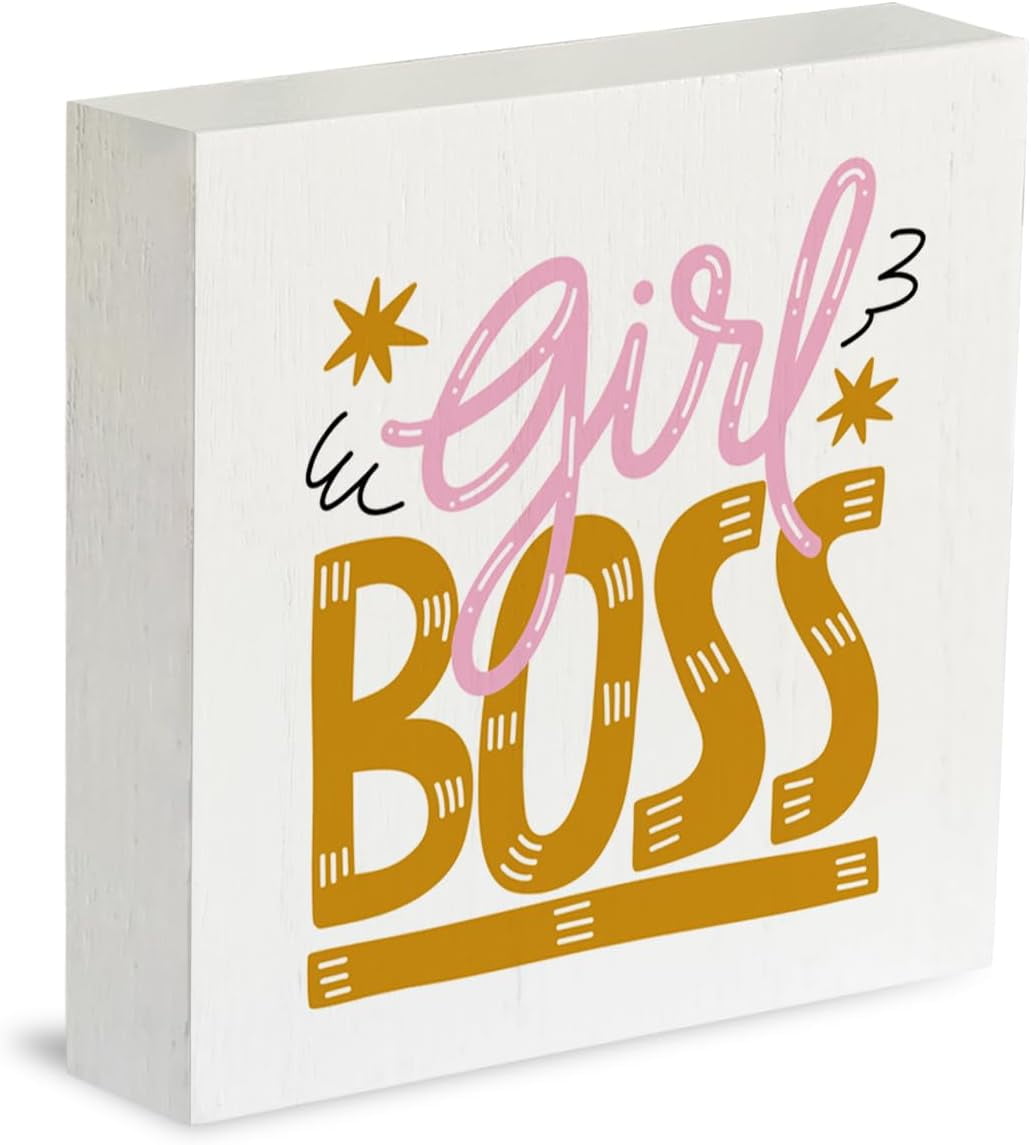 Wood Box Sign 5x5 Inch Boss Lady Gifts Farmhouse Wooden Box Sign Girl ...