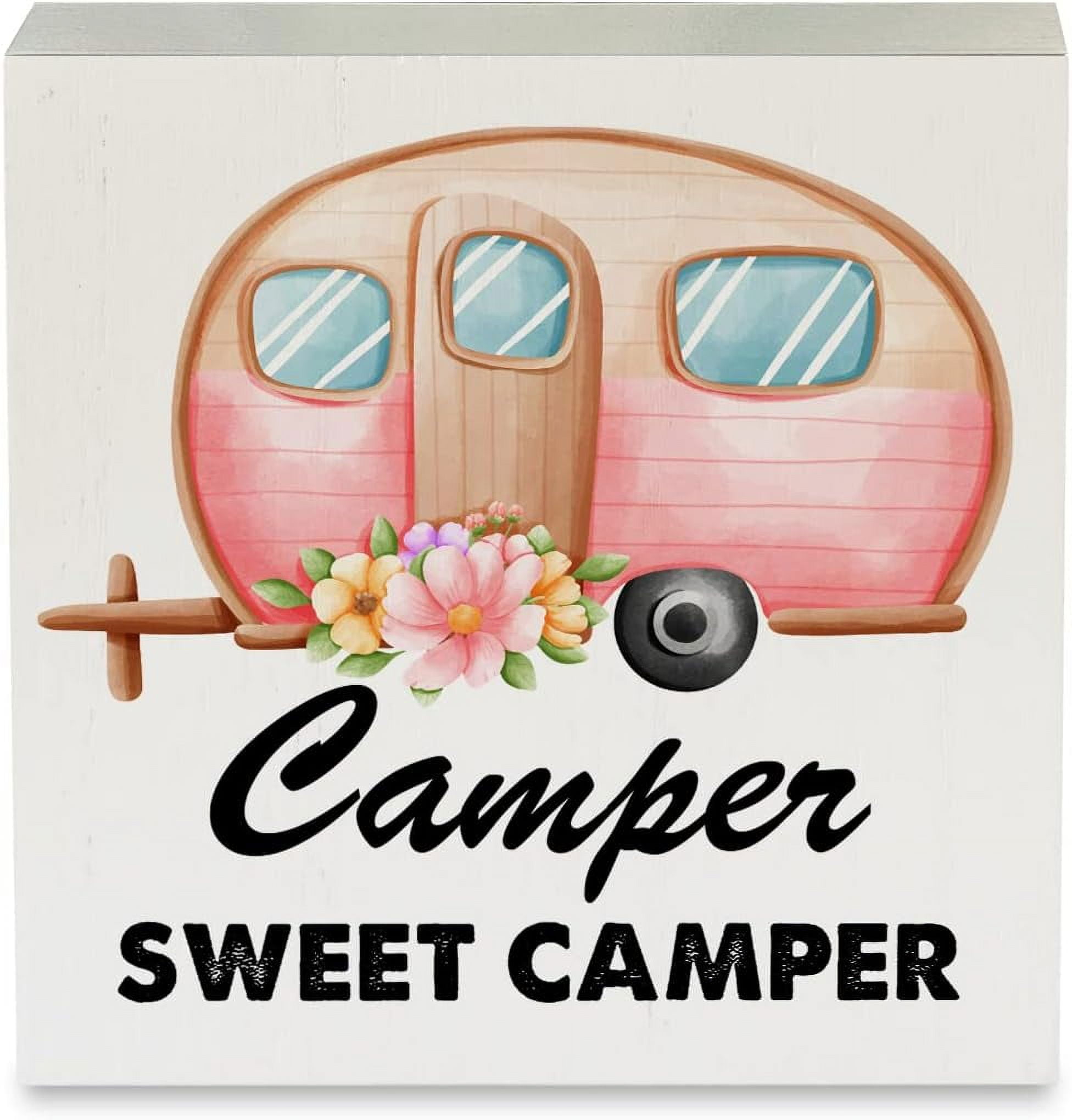 Wood Box Sign 5x5 Inch Camper Sweet Camper Wood Box Sign Rustic Camping ...