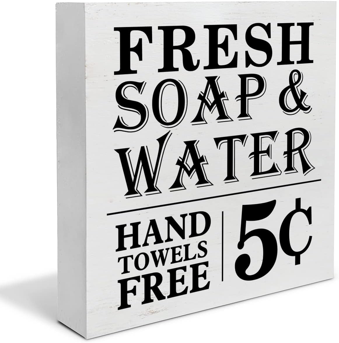 Wood Box Sign 5x5 Inch Country Farmhouse Bathroom Wood Box Sign Decor ...