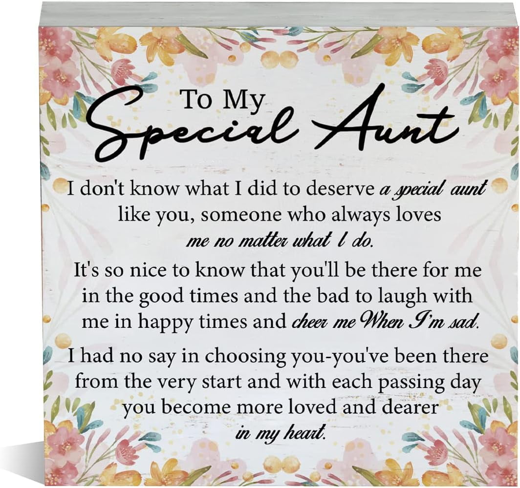 Wood Box Sign 5x5 Inch Farmhouse Aunt Wooden Box Sign Rustic Style To ...