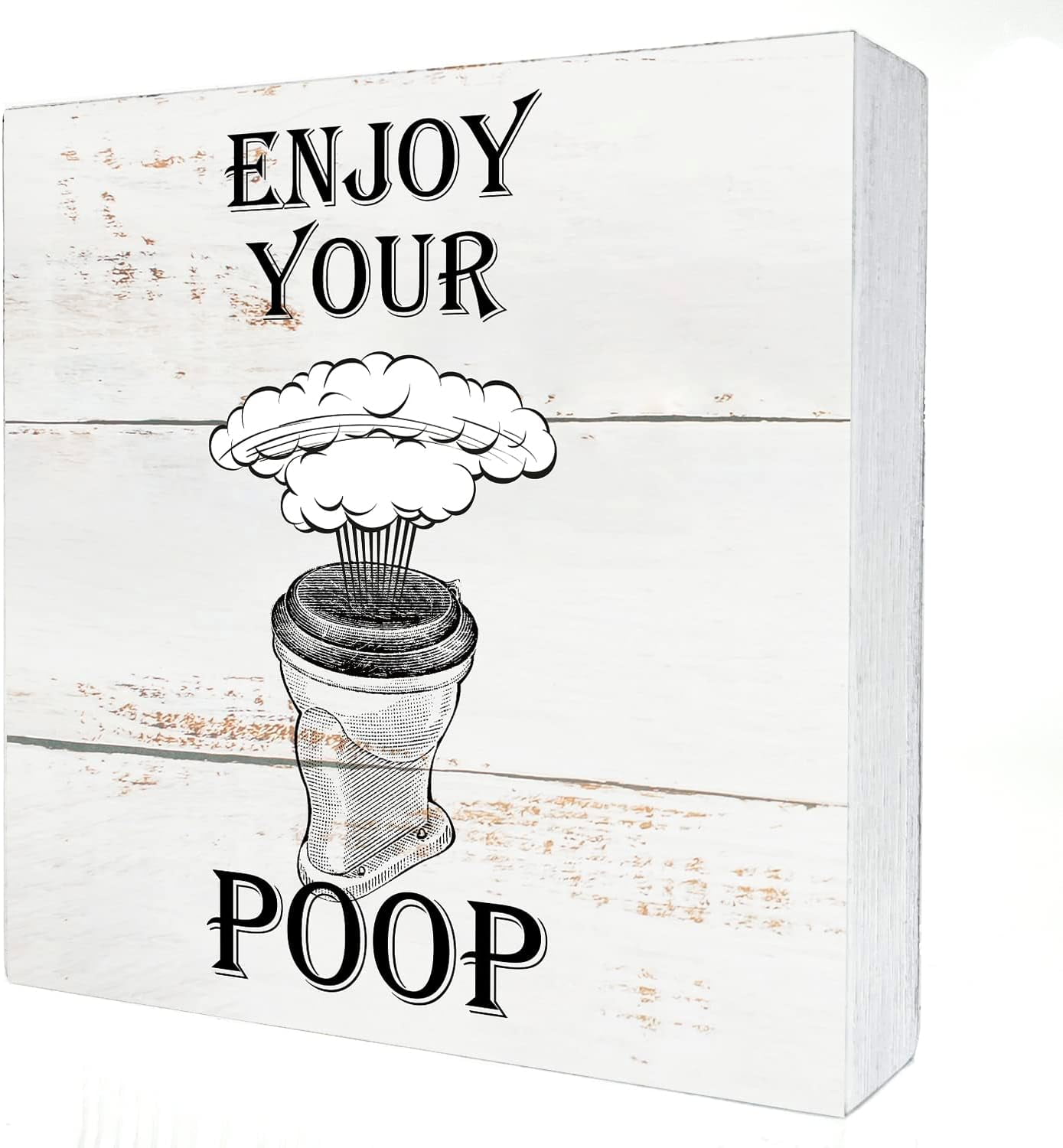 Wood Box Sign 5x5 Inch Farmhouse Bathroom Wood Box Sign Home Decor ...