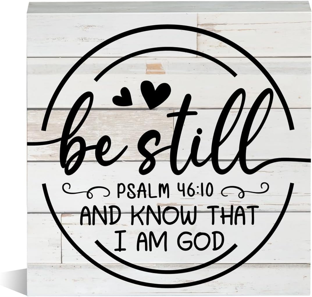 Wood Box Sign 5x5 Inch Farmhouse Scripture Bible Verse Psalm 4610 ...