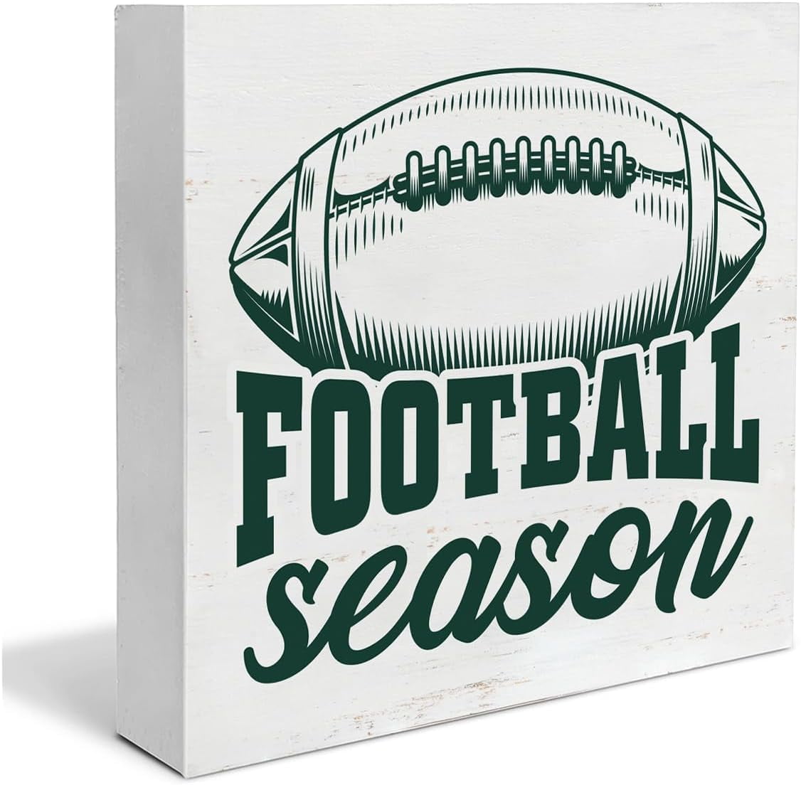 Wood Box Sign 5x5 Inch Football Wooden Box Sign Home Decor Fall ...