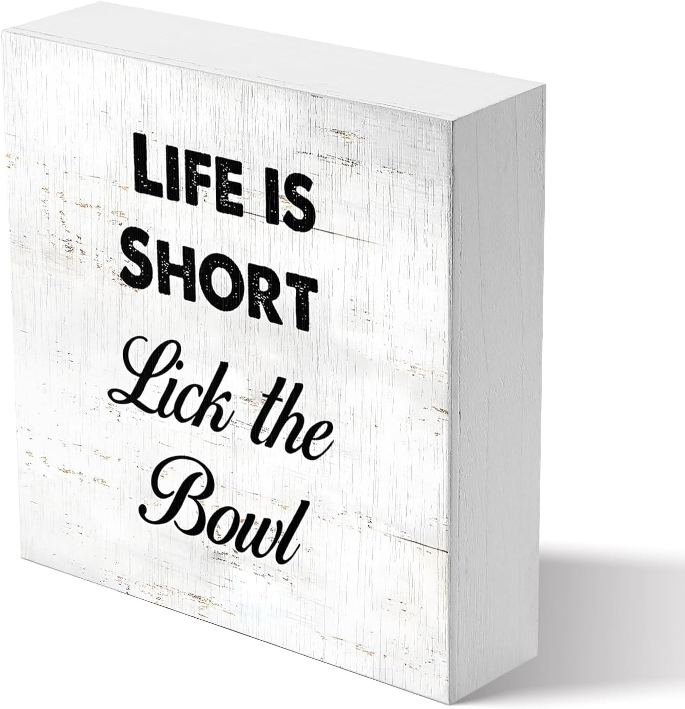 Wood Box Sign 5x5 Inch Funny Kitchen Wooden Box Sign Desk Decor Life Is ...