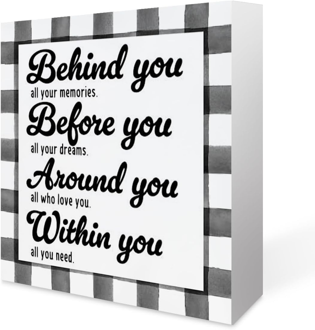 Wood Box Sign 5x5 Inch Graduation Quote Wooden Box Sign Behind You All Your Memories Farmhouse ...