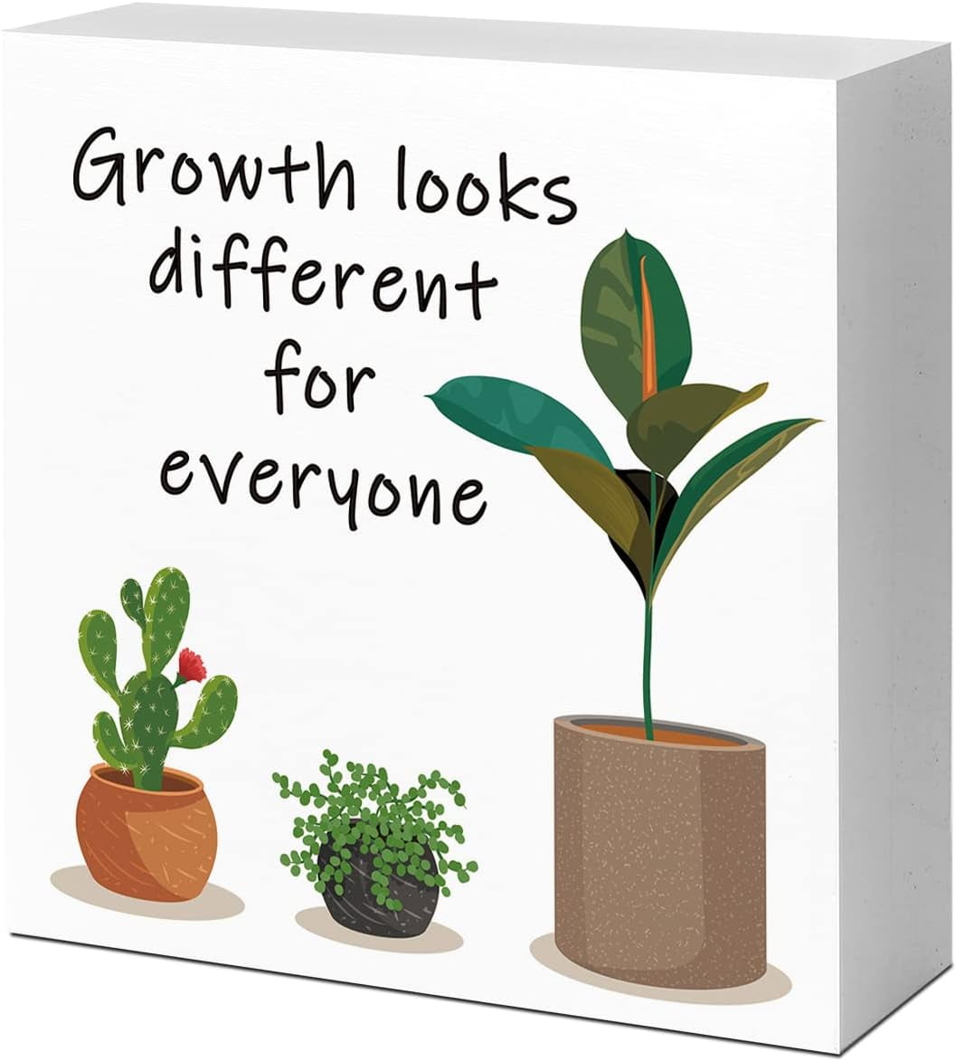 Wood Box Sign 5x5 Inch Inspirational Wood Block Sign Growth Looks ...