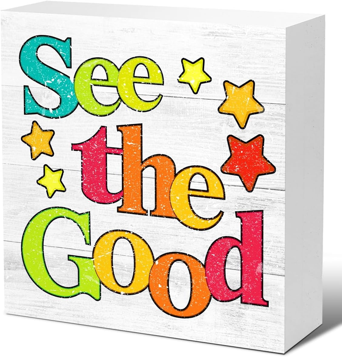 Wood Box Sign 5x5 Inch Inspirational Wood Block Signs See The Good ...