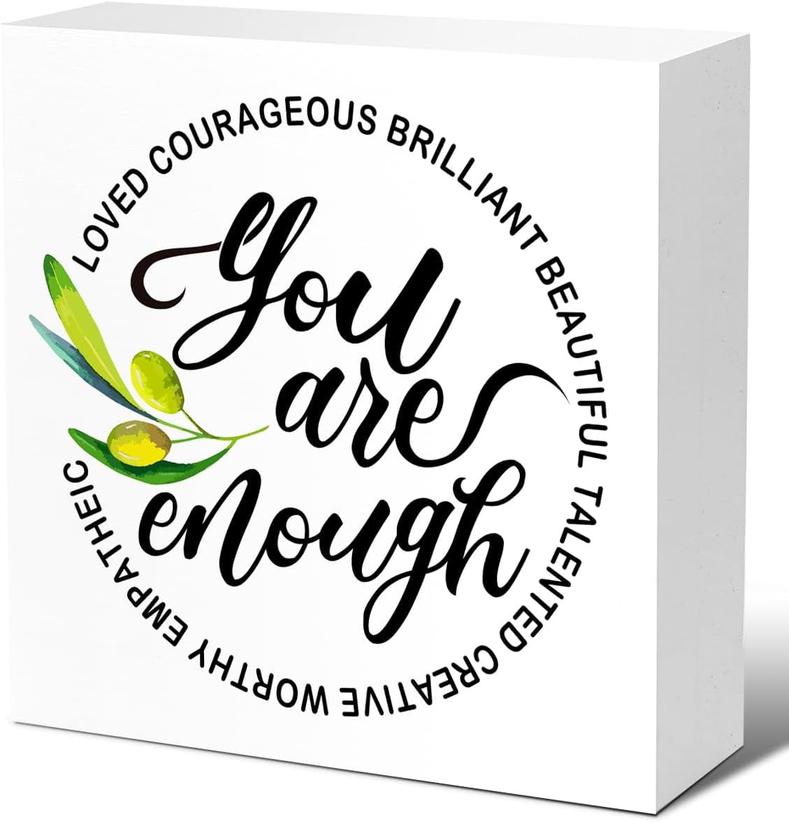 Wood Box Sign 5x5 Inch Inspirational Wood Block Signs You Are Enough ...