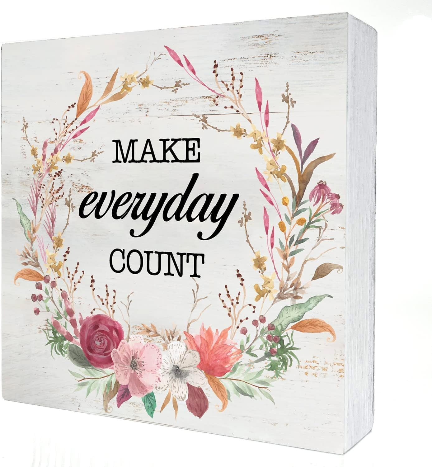 Wood Box Sign 5x5 Inch Inspirational Make Everyday Count Wood Box Sign ...