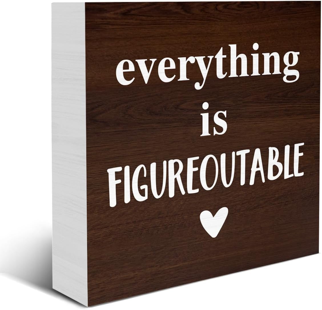Wood Box Sign 5x5 Inch Inspirational Wood Box Sign Motivational Desk ...
