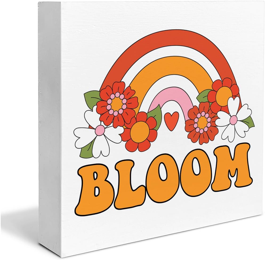 Wood Box Sign 5x5 Inch Inspirational Quote Desk Wooden Sign Decor Bloom ...